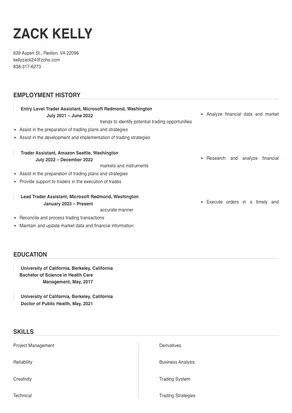 Trader Assistant Resume Sample Tips Online Resume Builder