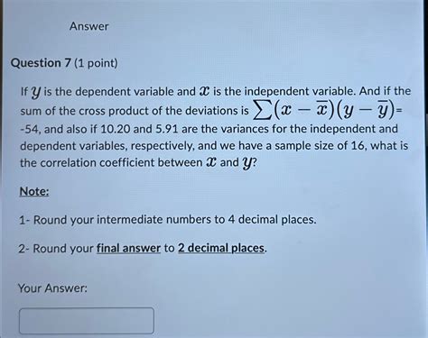 Answerquestion 7 1 ﻿pointif Y ﻿is The Dependent