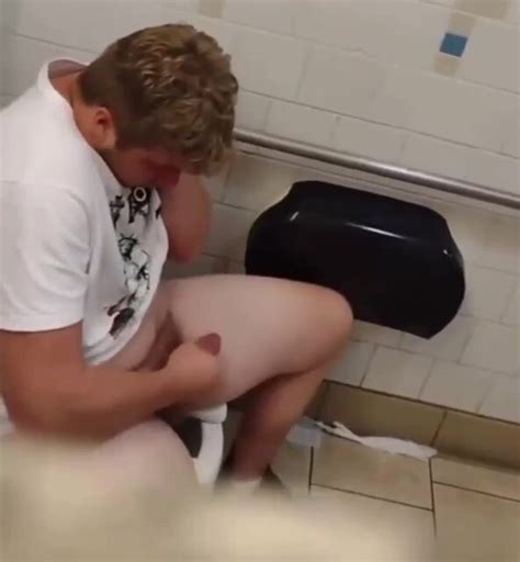White Guy Jerking Off In Washroom