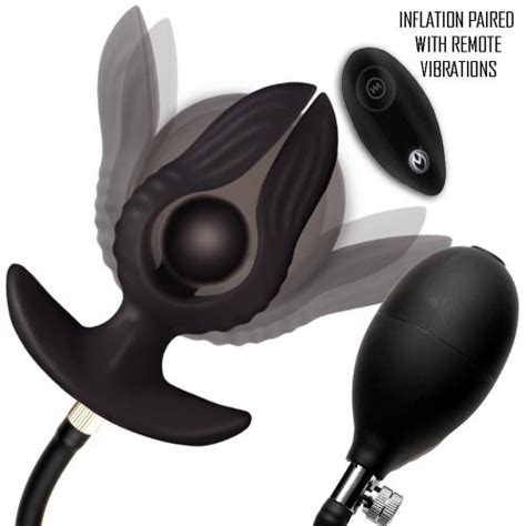 Master Series Dark Pearl Inflatable Vibrating Remote Controlled Butt Plug Sex Toy Hotmovies