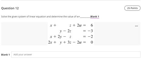 Solved Question 12 25 Points Solve The Given System Of