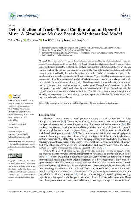 pdf determination of truck shovel configuration of open pit mine a