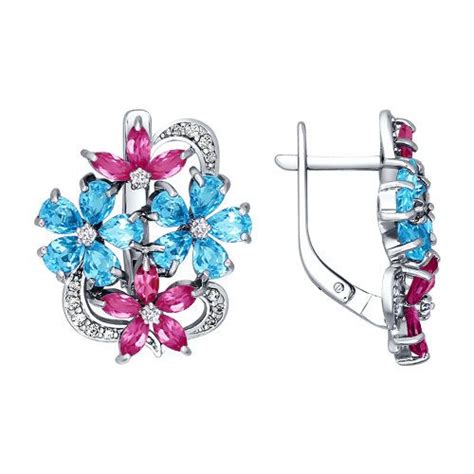 Серебряные серьги с миксом камней | JewelryDesign.EU | Silver earrings ...