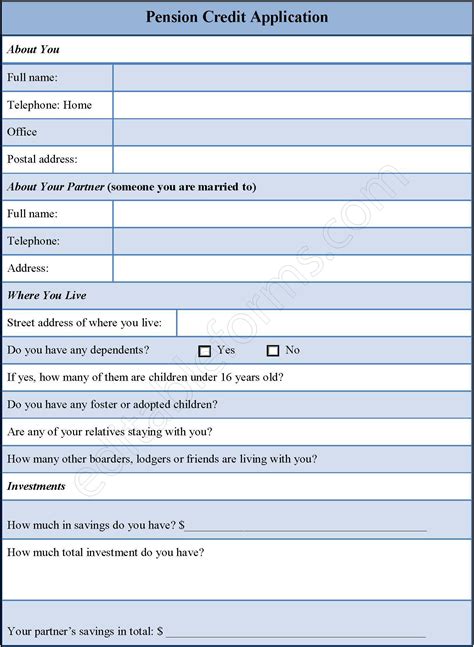 Pension Credit Application Form Editable Pdf Forms