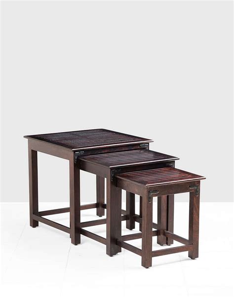 Buy Slatted Nesting Table Set Of 3 Online At Fabindia 20062957