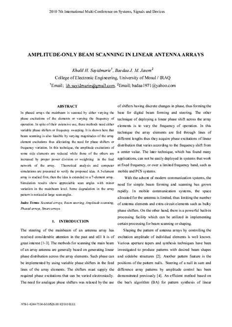Pdf Amplitude Only Beam Scanning In Linear Antenna Arrays