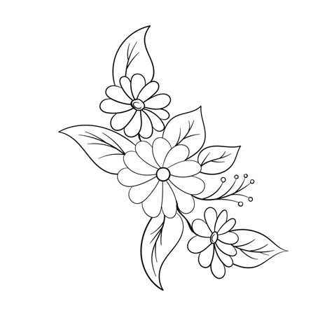 Hand Drawing Flower Vector Outline Illustration 23977390 Vector Art At Vecteezy