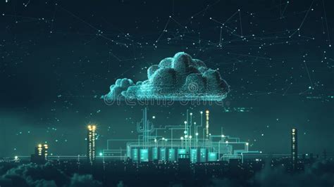 darkened outline of a cloud based data center with real time monitoring