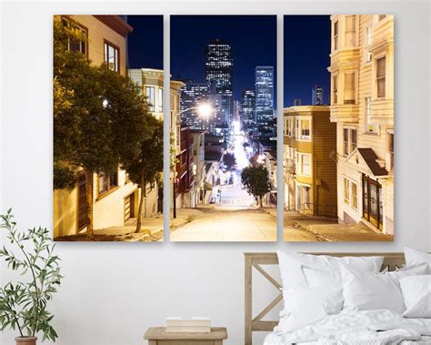 Модульная картина на холсте из трех частей Ночь в Сан Франциско 78x48 см M3 M 490 фото