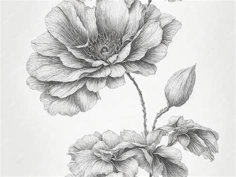 Premium Ai Image Photo A Flower Floral Art Pencil Sketch Illustration