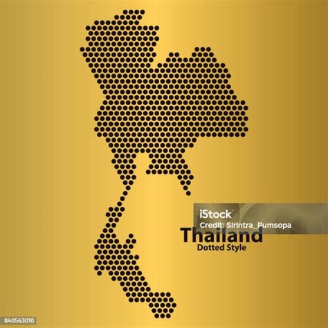 태국 지도 그라데이션 골드 바탕에 동그라미 모양 벡터 일러스트 레이 션 점선 스타일 가리키기에 대한 스톡 벡터 아트 및 기타 이미지 가리키기 검은색 경사로 표지판