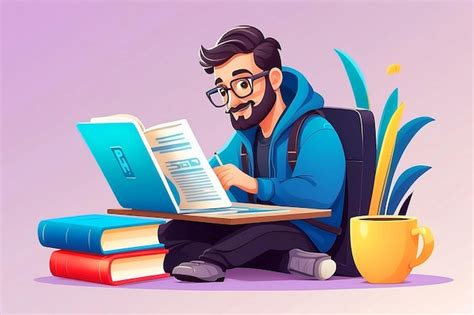3d programmer book and coffee vector illustration developer hacker