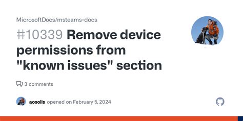 Remove Device Permissions From Known Issues Section · Issue 10339