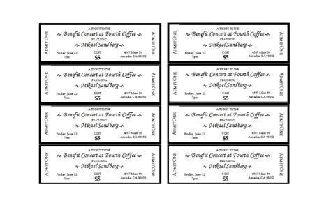 Ticket Templates Word