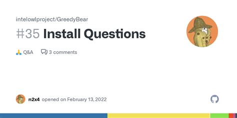 install questions · intelowlproject greedybear · discussion 35 · github