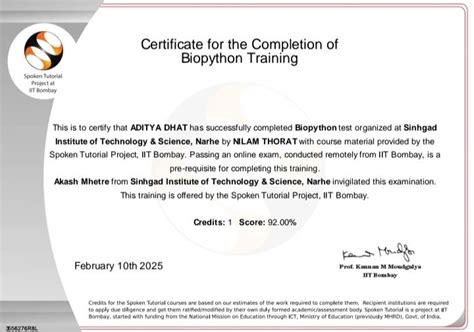 Biopython Iitbombay Bioinformatics Certification Spokentutorial
