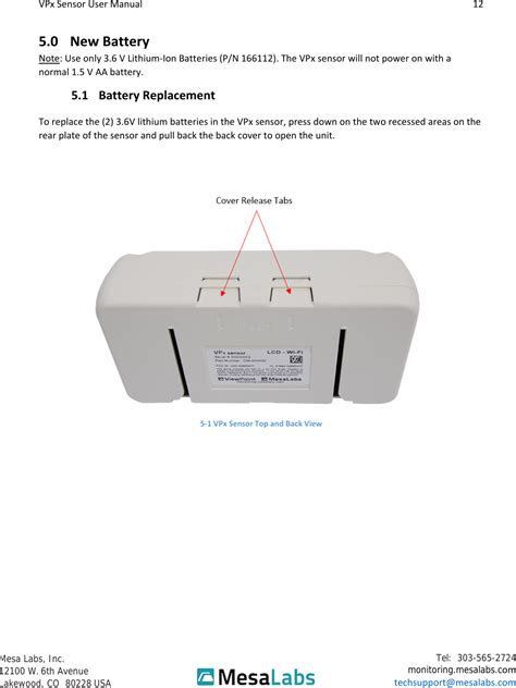 Mesa Laboratories VPX VPx Sensor MHz With LCD User Manual
