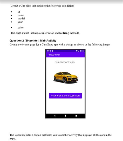 solved create a car class that includes the following data