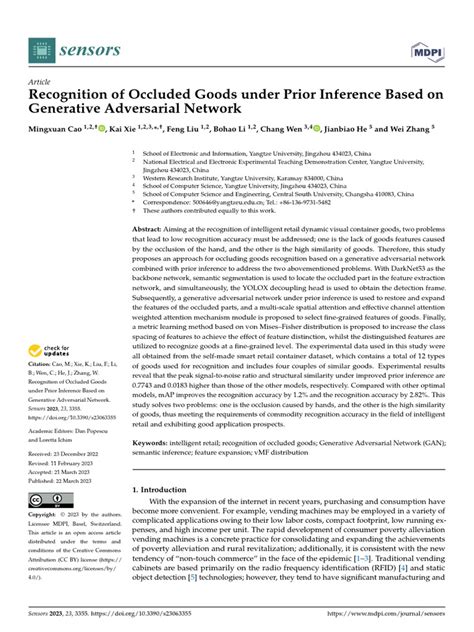 recognition of occluded goods under prior inference based on generative