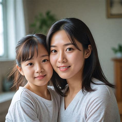 Mother And Daughter Smiling Indoors Premium Ai Generated Image
