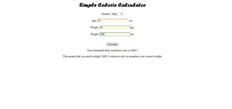 How To Create Simple Calorie Calculator Using Php