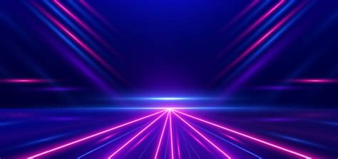 Abstract Technology Futuristic Glowing Neon Blue And Pink Light Lines With Speed Motion Movingon