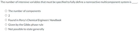 Solved The Number Of Intensive Variables That Must Be