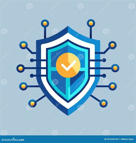 A Simple Modern Design Of A Shield With A Network Connection Representing Data Security