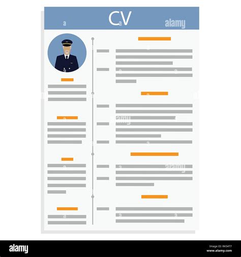 Vector Illustration Cv Or Resume Design Template With Man Photo Curriculum Vitae Icon Stock