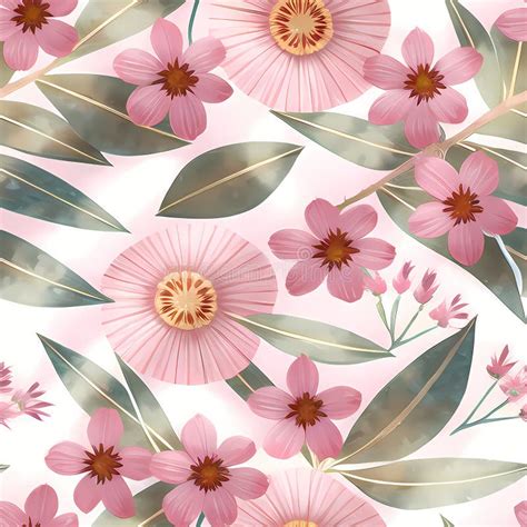 Floral Seamless Repeat Pattern Design Flowers For Textile Design Fabric Printing Generative Ai