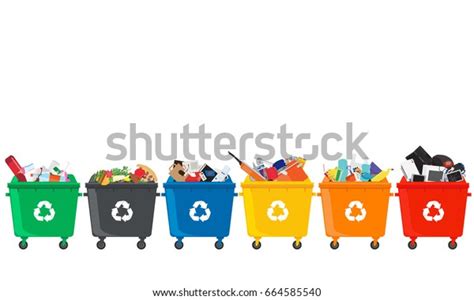 many garbage cans sorted garbage sorting stock vector royalty free