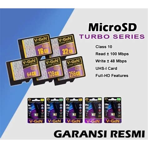 Jual Memory Card Vgen V Gen Micro Sd Turbo Series Adapter 8gb 16gb 32gb 64gb 128gb 256gb Class