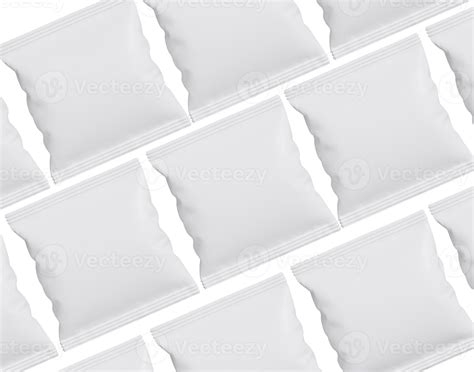 Blank Plastic Snack Bag Mockup White Potato Chips Container 3d