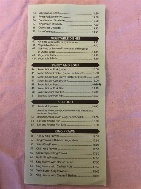Menu At Lee Hing Chinese Restaurant Oatley