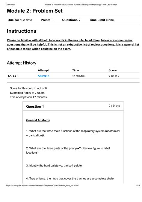 biod 151 module 2 problem set question and answers portage learning