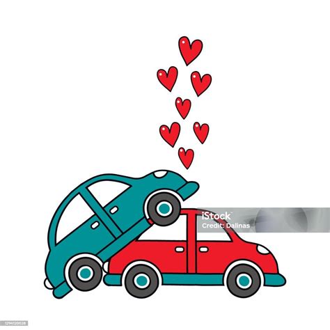 Un Accident De Voiture Illustration Plate De Dessin Animé De Vecteur