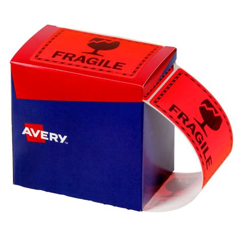 Avery Fragile Label 75 X 99 6mm Fluoro Orange 750 Labels Winc