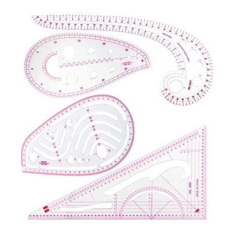 Exquisite Product Sewing Ruler Set 4 Pcs Metric Ruler Set French Curve Pattern Grading Ruler