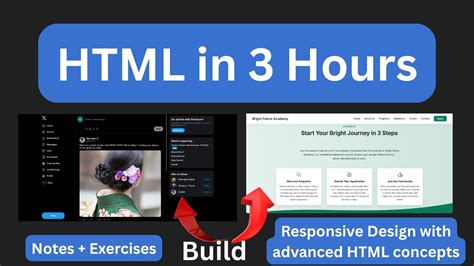 Complete Html Course Build 2 Real Projects Twitter Clone Responsive College Website Youtube