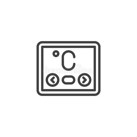 Smart Thermostat Line Icon Stock Illustration Illustration Of Pixel