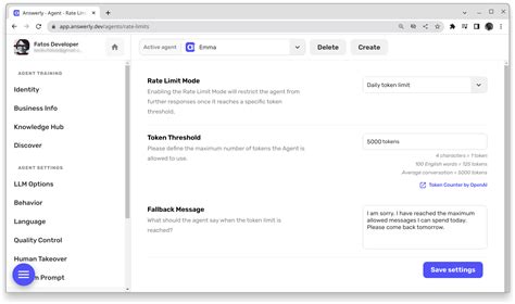 Answerly Setting Rate Limits