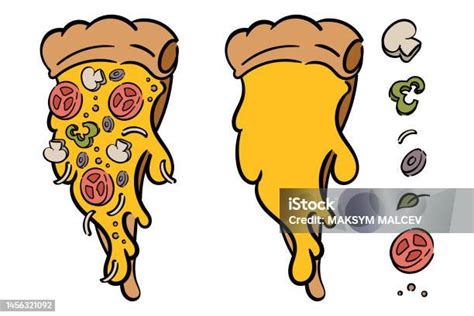 다른 재료로 맛있는 피자 슬라이스 피자를 만들고 재료를 추가하십시오 클립 아트 흰색 배경에 격리된 벡터 그림 다이어트에 대한 스톡 벡터 아트 및 기타 이미지 Istock