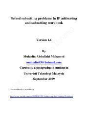 IP Addressing And Sub Netting Answer Book Pdf Solved Subnetting Problems In IP Addressing And