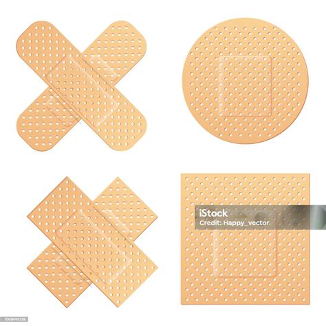 접착성 붕대 탄력 있는 의료의 크리에이 티브 벡터 일러스트 레이 션 세트 투명 한 배경에 고립 된 고 약 아트 디자인 의료 탄성 패치입니다 추상 개념 그래픽 다른 모양 요소