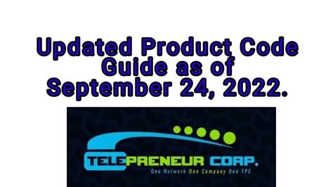 Updated Tpc Product Code As Of September 24 2022 Youtube