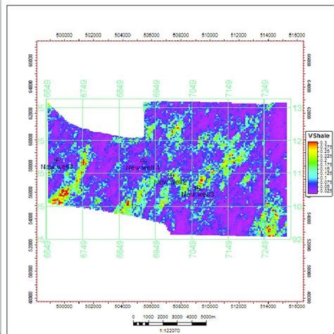 Model Of Volume Of Shale Distribution In Sand X 1st Realization Download Scientific Diagram