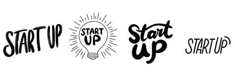 Premium Vector Collection Of Startup Text Lettering Hand Drawn Vector Art