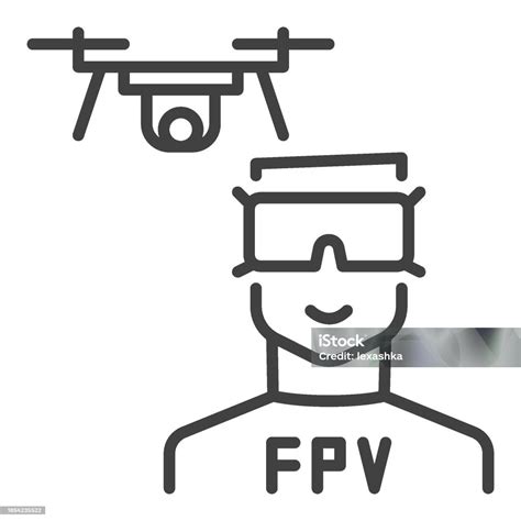 Fpv Drone And Man With Goggles Vector Concept Outline Icon Stock Illustration Download Image