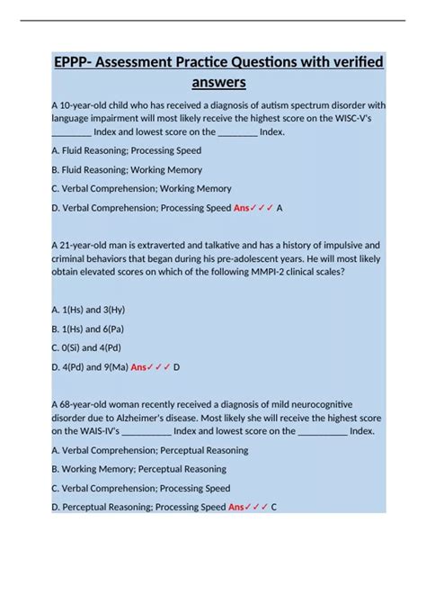 Eppp Assessment Practice Questions With Verified Answers Wgu C484 Organizational Behavior And