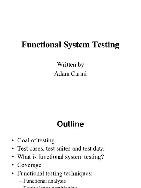 12 Functional System Testing Pdf Systems Science Areas Of